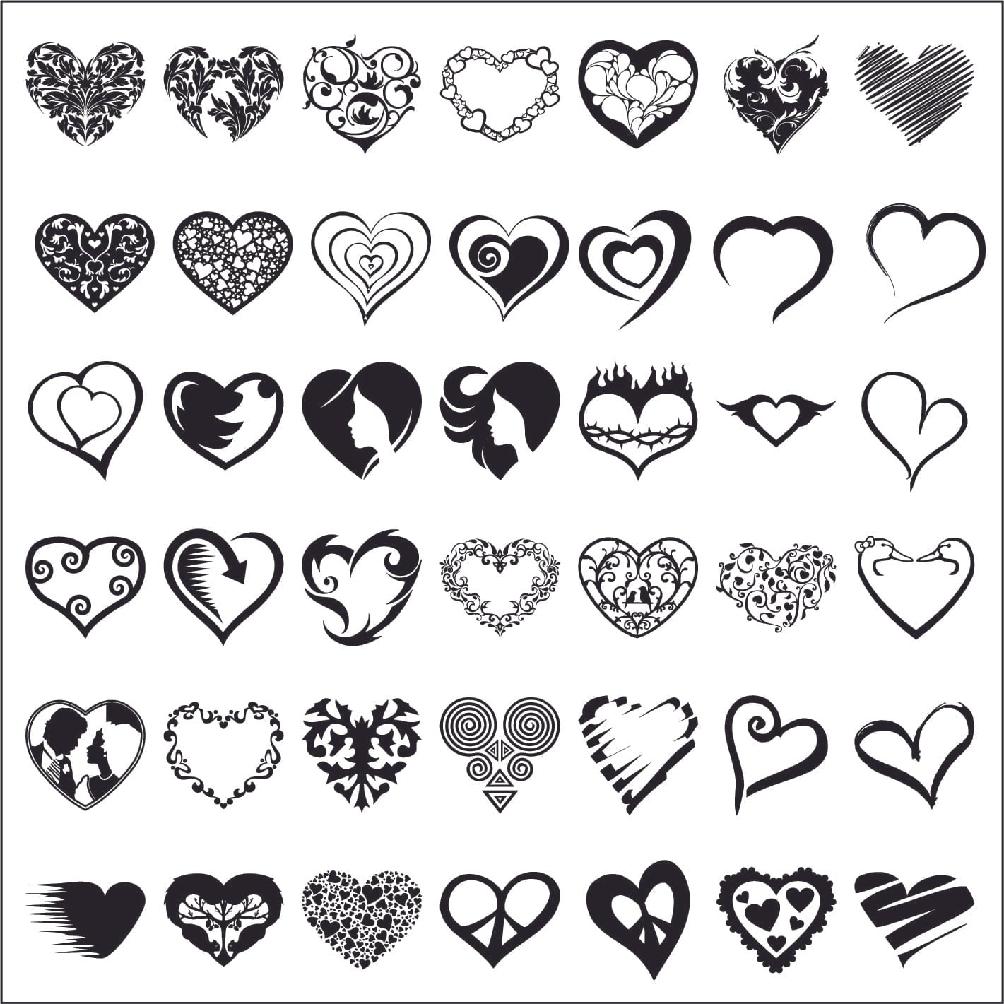 42 black heart vector Bundle - Perfect for Creative Designs and Projects