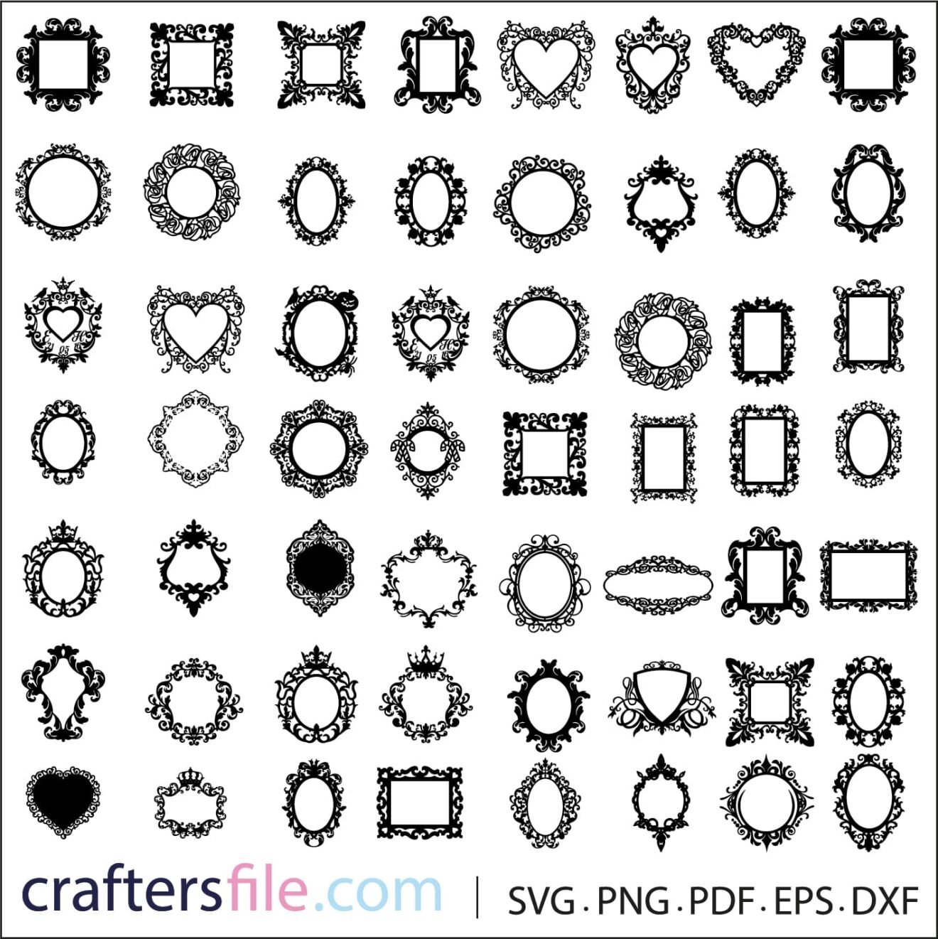 Vintage Photo Frame Vector Collection: 56 Ornate Frames & Laser Cut ...