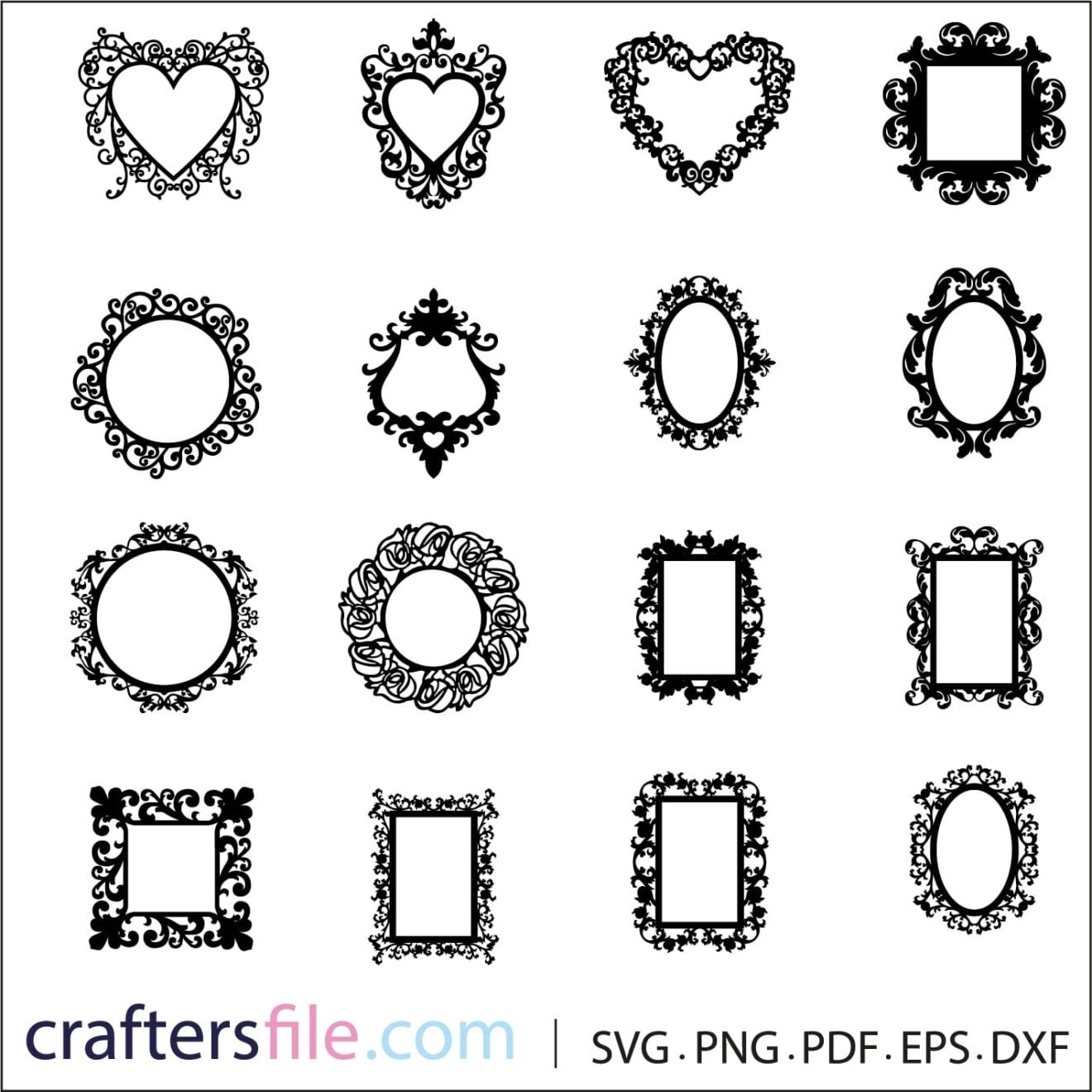Vintage Photo Frame Vector Collection: 56 Ornate Frames & Laser Cut ...