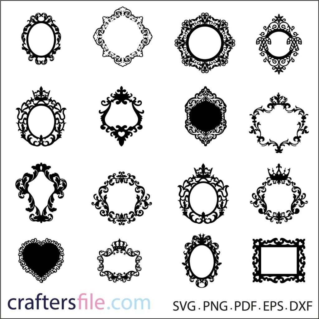 Vintage Photo Frame Vector Collection: 56 Ornate Frames & Laser Cut ...