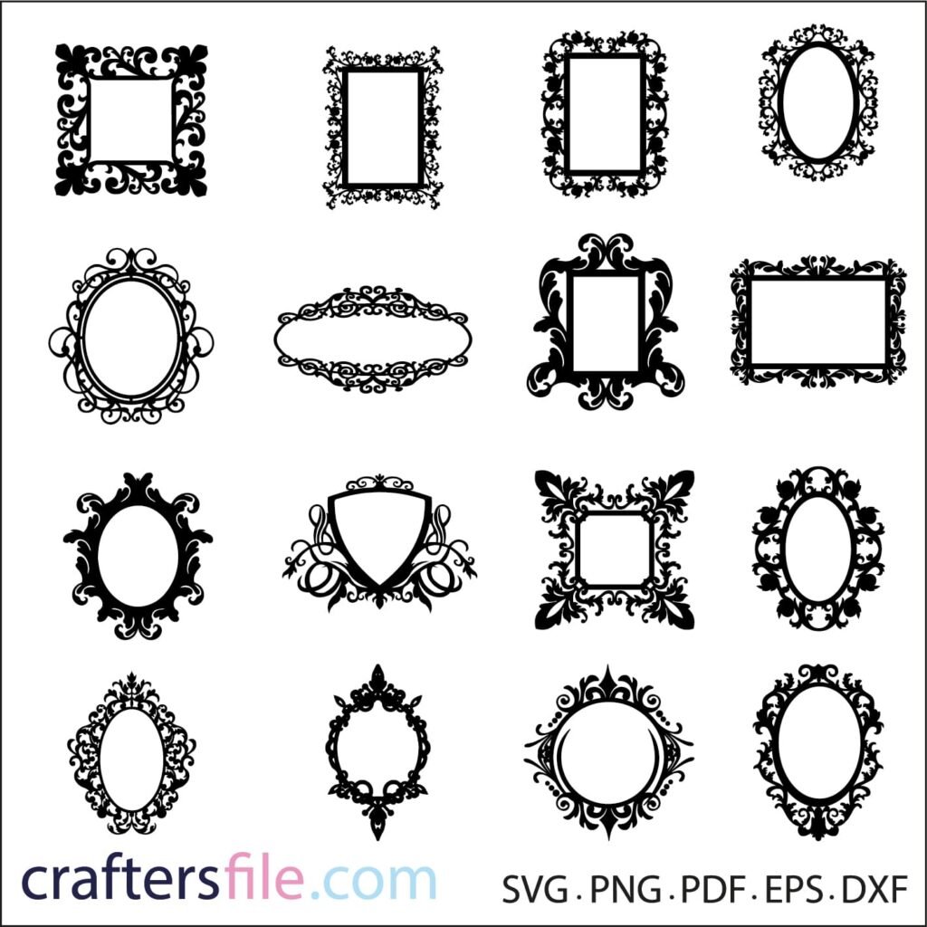Vintage Photo Frame Vector Collection: 56 Ornate Frames & Laser Cut ...